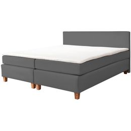 Boxspringbett Alina, grau (umbragrau dmo 84), B:181cm L:206cm, Samt DMO (100% Polyester), Komplettbetten, Boxspringbett, inklusive Matratze und Topper, in diversen Ausf&uuml;hrungen