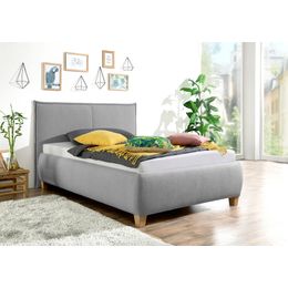 Polsterbett Maintal, grau, B:133cm L:214cm, Betten, Polsterbett ohne Bettkasten Polsterbett, mit Bettkasten