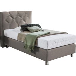 Boxspringbett "Ph&ouml;nix", beige (schwarz, beige), B:135cm L:210cm, Bezug Bett: Microvelours (100% Polyester) oder Feinstruktur (100% Polyester);Bezug Bonnell-Federkernmatratze: 100% Polyester;Bezug Kaltschaummatratze: 100% Polyester;Bezug Tonnentaschenfederkernmatratze: 80% Baumwolle, 20%Polyester, Westfalia Schlafkomfort, Komplettbetten, Boxspringbett