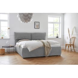 Polsterbett Andas "Jenson", grau, B:208cm L:225cm, Struktur weich (85% Polyester/15% Nylon), Betten, als Bettgestell oder mit 3 Matratzenarten und Härtegraden