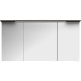 Badezimmerspiegelschrank SAPHIR "Serie 4010 Badezimmer-Spiegelschrank inkl. LED-Beleuchtung im Kranz" Schränke Gr. B/H/T: 142cm x 71,9cm x 26,5cm, LED-Kranzleuchte, 3 St., grau (graphit struktur quer nachbildung) Badschrank 142 cm breit, 3 Türen, 6 Glas-Einlegeböden, inkl Türdämpfer