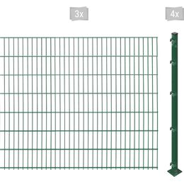 Arvotec Doppelstabmattenzaun "ESSENTIAL 143 zum Aufschrauben" Zaunelemente Zaunhöhe 143 cm, Zaunlänge 2 - 60 m Gr. H/L: 143cm x 6 m, Pfosten: 4 St., grün (dunkelgrün)