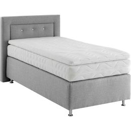 Boxspringbett, grau, B:115cm L:210cm, Bezug: Feinstruktur 100% Polyester, Westfalia Schlafkomfort, Komplettbetten, Boxspringbett, wahlweise mit Topper