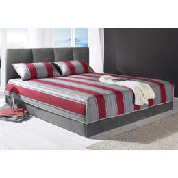 Polsterbett, grau, B:130cm L:210cm, Bezug Bett: Microfaser (100% Polyester);Bonnell-Federkernmatratze: 51% Polypropylen, 39% Polyester und 10% Baumwolle;Kaltschaummatratze: 100% Polyester, Bezug abnehm- und waschbar bis 60C, Westfalia Schlafkomfort, Betten, mit Bettkasten