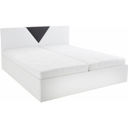 Polsterbett "Malibu", schwarz-weiß (weiß, schwarz), B:192cm L:212cm, Bezug Bett: Kunstleder;Bonnell-Federkernmatratze: 51% Polypropylen, 39% Polyester und 10% Baumwolle;Kaltschaummatratze: 100% Polyester, Bezug abnehm- und waschbar bis 60C, Westfalia Schlafkomfort, Betten, inkl. Bettkasten bei Ausführung mit Matratze