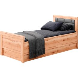 Einzelbett Priess "Arnsberg", braun (astkernbuche, anthrazit), B:108cm L:208cm, Betten, Kinder-Einzelbett Jugendbett Bettgestell, Komfortliegehöhe
