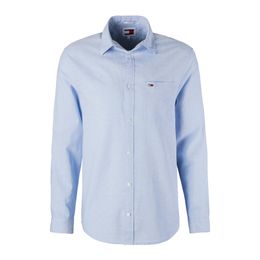 Langarmhemd Tommy Jeans "TJM REG LINEN BLEND SHIRT" Gr. XXL, N-Gr, blau (moderate blue) Herren Hemden