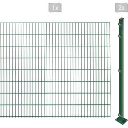 Arvotec Doppelstabmattenzaun "EASY 163 zum Aufschrauben" Zaunelemente Zaunhöhe 163 cm, Zaunlänge 2 - 60 m Gr. H/L: 163 cm x 2 m, Pfosten: 2 St., grün (dunkelgrün)