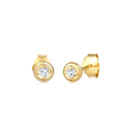 Paar Ohrstecker Elli Premium "Stecker Elegant Brilliant Tobas 375 Gelbgold" Ohrringe Gr. OneSize, mit Steinen, Gelbgold 375, goldfarben (gold, weiß) Damen