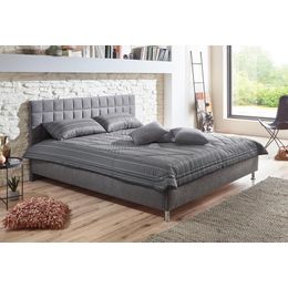 Polsterbett, grau (anthrazit), B:210cm L:210cm, Bezug Bett: Microfaser (100% Polyester);Bonnell-Federkernmatratze: 51% Polypropylen, 39% Polyester und 10% Baumwolle;Kaltschaummatratze: 100% Polyester, Bezug abnehm- und waschbar bis 60C, Westfalia Schlafkomfort, Betten, Polsterbett, in diversen Ausf&uuml;hrungen