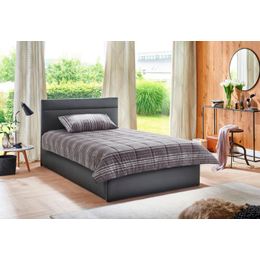 Polsterbett, grau (anthrazit), B:132cm L:212cm, Bezug Bett: Kunstleder;Bonnell-Federkernmatratze: 51% Polypropylen, 39% Polyester und 10% Baumwolle;Kaltschaummatratze: 100% Polyester, Bezug abnehm- und waschbar bis 60C, Westfalia Schlafkomfort, Betten, inkl. Bettkasten bei Ausführung mit Matratze
