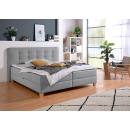 Boxbett Home Affaire, grau, B:178cm L:210cm, Komplettbetten, Boxspringbett, inklusive Kaltschaum-Topper und Bettkasten
