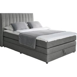 Boxspringbett Alina "Marvin", grau (grau tra 19), B:151cm L:212cm, Feinstruktur TRA (100% Polyester), Komplettbetten, Boxspringbett, inklusive Bettkasten und Topper, in diversen Ausführungen