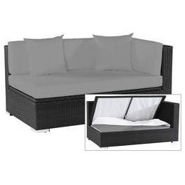 OUTFLEXX 2-Sitzer Ecksofa, schwarz, Polyrattan, 145x85x70cm, Armlehne links, wasserfeste Kissenbox