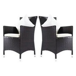 OUTFLEXX 2er Set Sessel, braun, Polyrattan inkl. Kissen und Polster