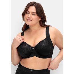 sheego Minimizer-BH mit floraler Spitze und tonigen Streifen, schwarz, Gr.120F