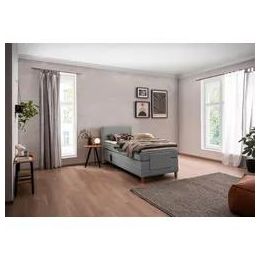 Boxspringbett Alina "Primus", grau (anthrazit xbo 9), B:102cm L:212cm, Struktur fein XBO (100% Polyester), Komplettbetten, Boxspringbett, mit motorischer Verstellung, inkl. Matratzen und Topper