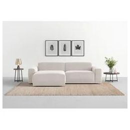 Ecksofa Trendmanufaktur "Braga, mit hochwertigem Kaltschaum, L-Form, in Cord erhältlich" Sofas Gr. B/H/T: 255cm x 72cm x 160cm, Breitcord RIBBON, Recamiere links, beige (sand) modernes Sofa, Couch mit hohem Sitzkomfort, 25572160 cm (BHT)