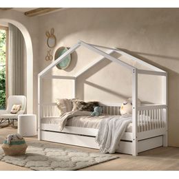 Hausbett Home Affaire, weiß (weiß, weiß, weiß), B:97,5cm H:170cm L:207,5cm, Betten, mit LF 90x200 cm, wahlweise mit o. ohne Bettschublade, Buche weiß