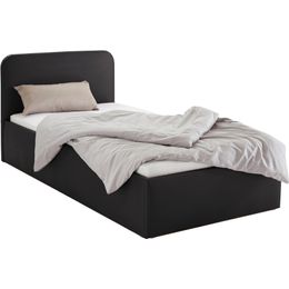 Polsterbett, schwarz, B:130cm L:210cm, Bezug Bett: wahlweise Microfaser (100% Polyester), Strukturstoff (77% Polyester, 23% Viskose) oder Kunstleder;Bonnell-Federkernmatratze: Mischgewebe (51% Polyprophlen, 39% Polyester, 10% Baumwolle);Kaltschaummatratze: Frottee (100% Polyester), Bezug abnehm- und waschbar bis 60C, Westfalia Schlafkomfort, Betten, inkl. Bettkasten bei Ausführung mit Matratze