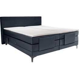Boxspringbett Alina "Powell", blau (blau gcp 106), B:172cm L:212cm, Chenille GCP (100% Polyester), Komplettbetten, Boxspringbett, inkl. Motor, Matratze und Topper, in unterschiedlichen Ausf&uuml;hrungen