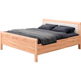 Einzelbett Priess "Arnsberg", braun (astkernbuche, weiß), B:188cm L:208cm, Betten, Kinder-Einzelbett Jugendbett Bettgestell, Komforthöhe mit gepolstertem Kopfteil
