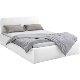 Polsterbett, weiß, B:150cm L:210cm, Bezug Bett: wahlweise Microfaser (100% Polyester), Strukturstoff (77% Polyester, 23% Viskose) oder Kunstleder;Bonnell-Federkernmatratze: Mischgewebe (51% Polyprophlen, 39% Polyester, 10% Baumwolle);Kaltschaummatratze: Frottee (100% Polyester), Bezug abnehm- und waschbar bis 60C, Westfalia Schlafkomfort, Betten, inkl. Bettkasten bei Ausführung mit Matratze