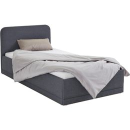 Polsterbett, grau (anthrazit), B:110cm L:210cm, Bezug Bett: wahlweise Microfaser (100% Polyester), Strukturstoff (77% Polyester, 23% Viskose) oder Kunstleder;Bonnell-Federkernmatratze: Mischgewebe (51% Polyprophlen, 39% Polyester, 10% Baumwolle);Kaltschaummatratze: Frottee (100% Polyester), Bezug abnehm- und waschbar bis 60C, Westfalia Schlafkomfort, Betten, inkl. Bettkasten bei Ausführung mit Mat