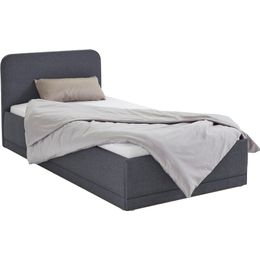 Polsterbett, grau (anthrazit), B:110cm L:210cm, Bezug Bett: wahlweise Microfaser (100% Polyester), Strukturstoff (77% Polyester, 23% Viskose) oder Kunstleder;Bonnell-Federkernmatratze: Mischgewebe (51% Polyprophlen, 39% Polyester, 10% Baumwolle);Kaltschaummatratze: Frottee (100% Polyester), Bezug abnehm- und waschbar bis 60C, Westfalia Schlafkomfort, Betten, inkl. Bettkasten bei Ausführung mit Mat