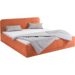 Polsterbett, orange (terrafarben), B:210cm L:210cm, Bezug Bett: wahlweise Microfaser (100% Polyester), Strukturstoff (77% Polyester, 23% Viskose) oder Kunstleder;Bonnell-Federkernmatratze: Mischgewebe (51% Polyprophlen, 39% Polyester, 10% Baumwolle);Kaltschaummatratze: Frottee (100% Polyester), Bezug abnehm- und waschbar bis 60C, Westfalia Schlafkomfort, Betten, inkl. Bettkasten bei Ausführung mit