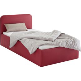 Polsterbett, rot, B:110cm L:210cm, Bezug Bett: wahlweise Microfaser (100% Polyester), Strukturstoff (77% Polyester, 23% Viskose) oder Kunstleder;Bonnell-Federkernmatratze: Mischgewebe (51% Polyprophlen, 39% Polyester, 10% Baumwolle);Kaltschaummatratze: Frottee (100% Polyester), Bezug abnehm- und waschbar bis 60C, Westfalia Schlafkomfort, Betten, inkl. Bettkasten bei Ausführung mit Matratze