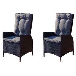 OUTFLEXX 2er Set Dining Sessel, schwarz, Polyrattan, je 55 x 65 x 112 cm, Rücken stufenlos verstellbar