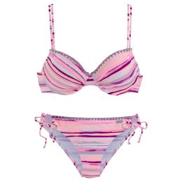 Venice Beach Bikini Damen Gr&ouml;&szlig;e S pastellblau / dunkellila / apricot