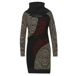 Koroshi Kleid Damen Gr&ouml;&szlig;e 34 beige / rot / schwarz Winterkleid