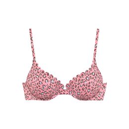 Lascana Bikinitop Damen Gr&ouml;&szlig;e 75 braun / pink / wei&szlig;