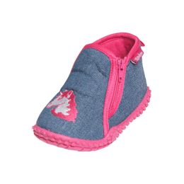 Playshoes Hausschuh 'Einhorn' Jungen Gr&ouml;&szlig;e 18.5 blue denim / dunkelpink