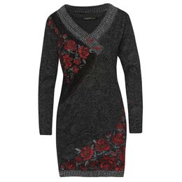 Koroshi Kleid Damen Gr&ouml;&szlig;e 42 dunkelgrau / gr&uuml;n / rot / schwarz / wei&szlig; Winterkleid