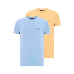 Jacey Quinn Shirt Herren Gr&ouml;&szlig;e XL nachtblau / hellblau / safran / hellorange