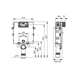 TECE box WC-Modul mit Uni-Spülkasten und Fliesenträger-Front, Bauhöhe 820mm 9375300