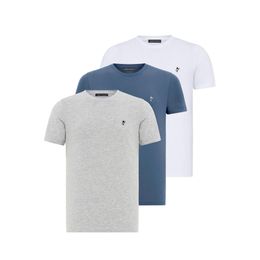 Jacey Quinn Shirt Herren Gr&ouml;&szlig;e L graumeliert / petrol / wei&szlig;