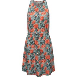 Ragwear Kleid 'Sanai' Damen Gr&ouml;&szlig;e 34 rauchblau / gr&uuml;n / orange