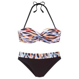 Lascana Bikini Damen Gr&ouml;&szlig;e XS rauchblau / kastanienbraun / orange / schwarz