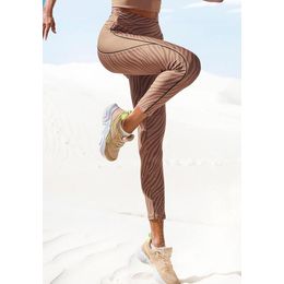 active by Lascana LASCANA ACTIVE Leggings '- Sportleggings' braun Gr. L (44/46) für Damen. Mit Logodruck. Eng