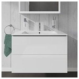 Duravit ME by Starck Waschtisch mit L-Cube Waschtischunterschrank 80 cm, weiß hochglanz