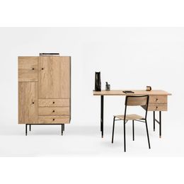 Highboard WOODMAN "Daniel" Sideboards Gr. B/H/T: 90 cm x 140 cm x 42 cm, schwarz (eichefarben, schwarz) mit Soft Close Funktion, Breite 90 cm