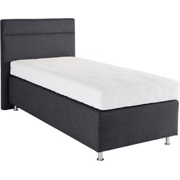 Boxspringbett, grau (strukturstoff anthrazit), ohne LED-Beleuchtung, Liegefl&auml;che B/L: 90cm x 200cm, H2, 7-Zonen-Kaltschaummatratze, Bezug Unterbox und Kopfteil: Strukturstoff (77% Polyester und 23% Viskose);Bezug Obermatratze 100% Polyester, waschbar bis 60C, Westfalia Schlafkomfort, Komplettbetten, Boxspringbett, wahlweise mit LED-Beleuchtung