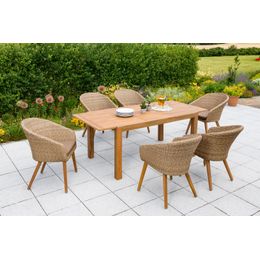 Garten-Essgruppe Merxx "Arrone" Sitzmöbel-Sets braun 6 Stühle und Tisch, mit Sitzpolstern