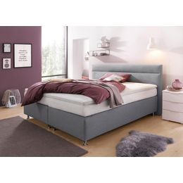 Boxspringbett, grau (strukturstoff grau), ohne LED-Beleuchtung, Liegefl&auml;che B/L: 200cm x 200cm, H2, Bonnell-Federkernmatratze, Bezug Unterbox und Kopfteil: Strukturstoff (77% Polyester und 23% Viskose);Bezug Obermatratze 100% Polyester, waschbar bis 60C, Westfalia Schlafkomfort, Komplettbetten, Boxspringbett, wahlweise mit LED-Beleuchtung