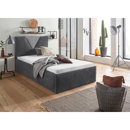 Polsterbett "Malibu", grau (anthrazit, grau), B:112cm L:212cm, Bezug Bett: Microfaser (100% Polyester);Bonnell-Federkernmatratze: 51% Polypropylen, 39% Polyester und 10% Baumwolle;Kaltschaummatratze: 100% Polyester, Bezug abnehm- und waschbar bis 60C, Westfalia Schlafkomfort, Betten, inkl. Bettkasten bei Ausführung mit Matratze