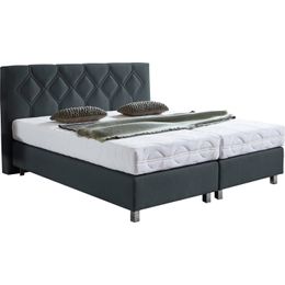 Boxspringbett "Ph&ouml;nix", grau (charcoal), B:215cm L:210cm, Bezug Bett: Microvelours (100% Polyester) oder Feinstruktur (100% Polyester);Bezug Bonnell-Federkernmatratze: 100% Polyester;Bezug Kaltschaummatratze: 100% Polyester;Bezug Tonnentaschenfederkernmatratze: 80% Baumwolle, 20%Polyester, Westfalia Schlafkomfort, Komplettbetten, Boxspringbett